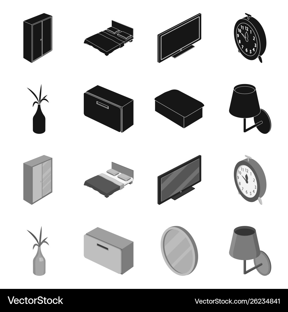 Design bedroom and room symbol set Royalty Free Vector Image
