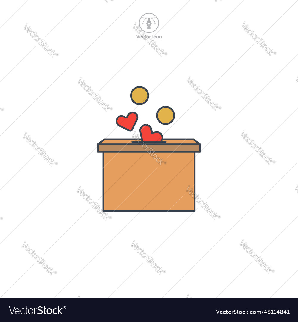 Donation box icon symbol isolated on white Vector Image Donation box icon symbol isolated on white Vector Image