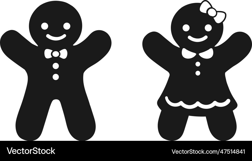 Gingerbread man and girl icon set simple Vector Image