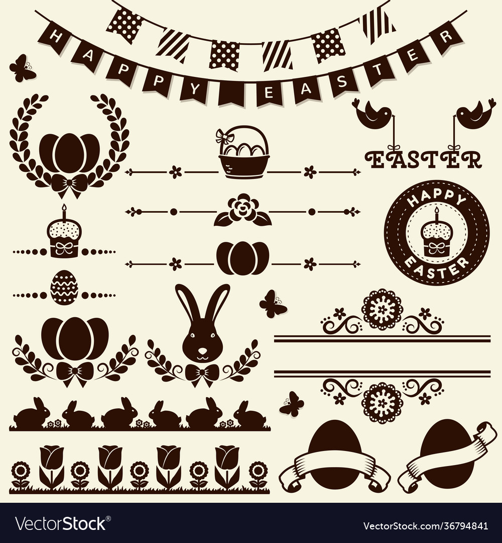Happy easter design elements Royalty Free Vector Image