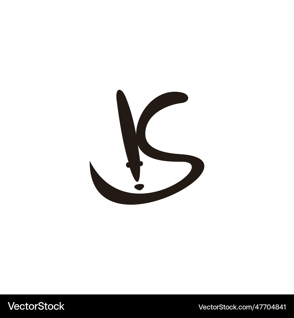 Letter ks ink pen symbol logo Royalty Free Vector Image