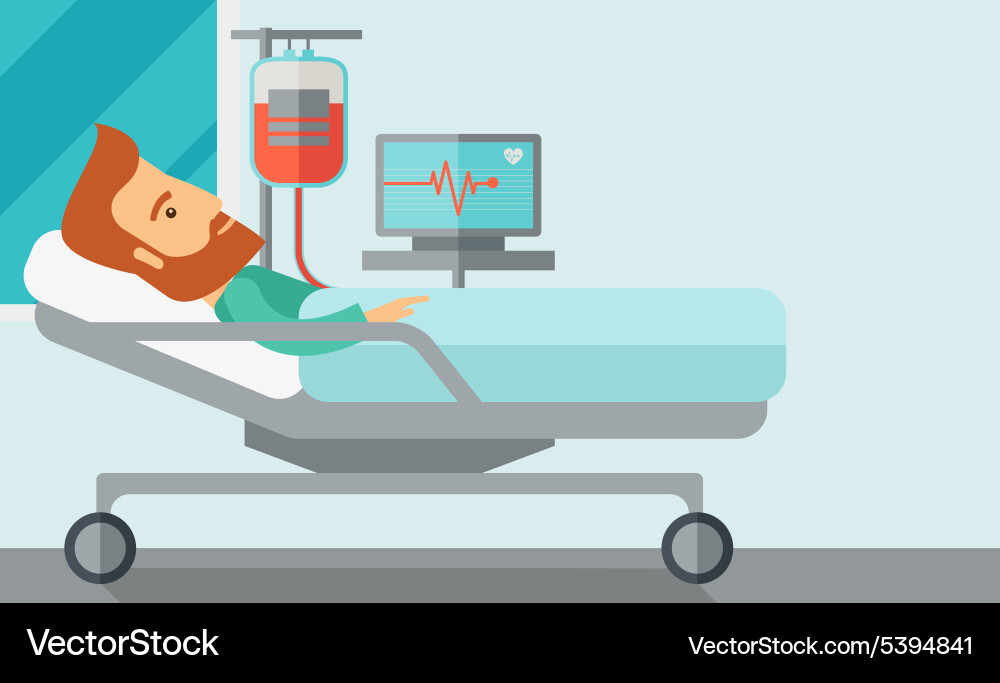 Patient in hospital bed being monitored Royalty Free Vector