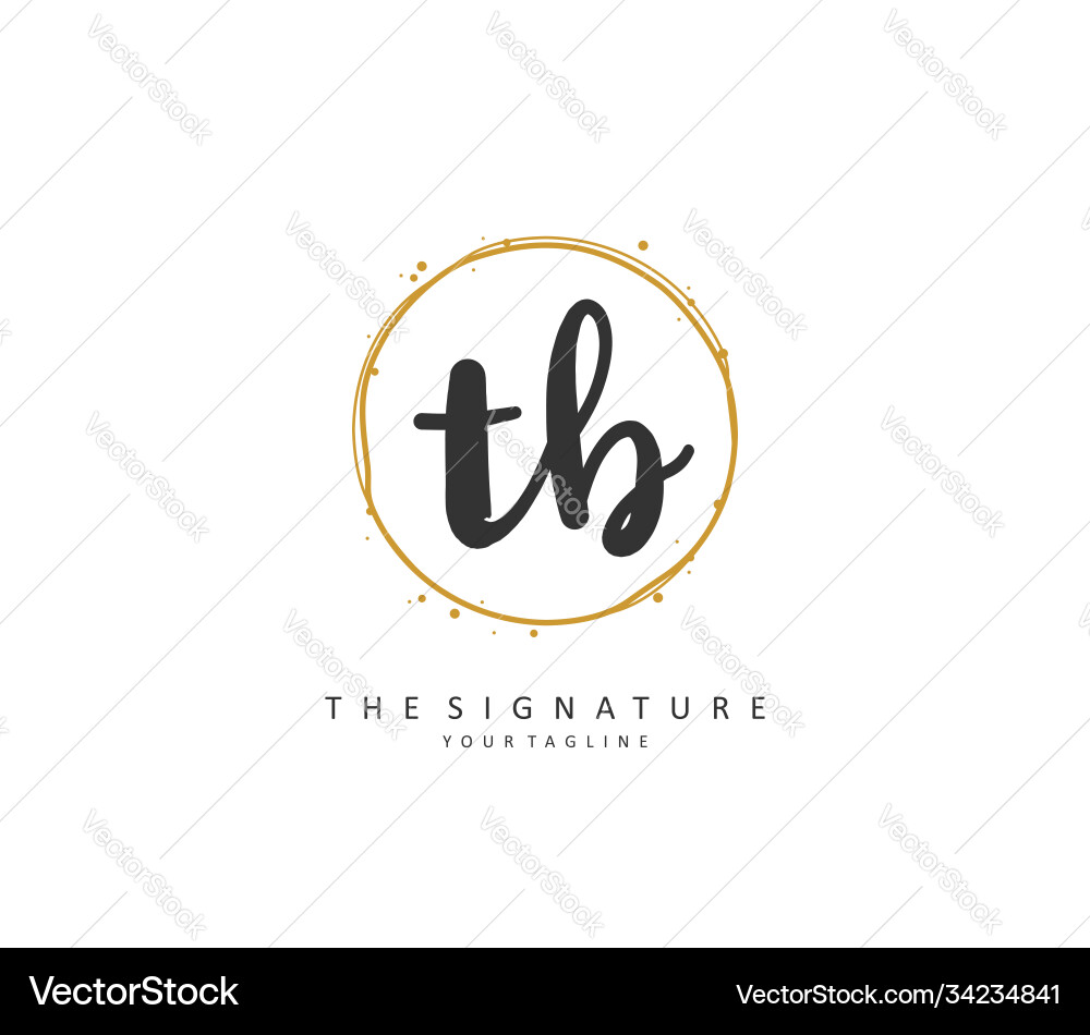 T b tb initial letter handwriting and signature Vector Image