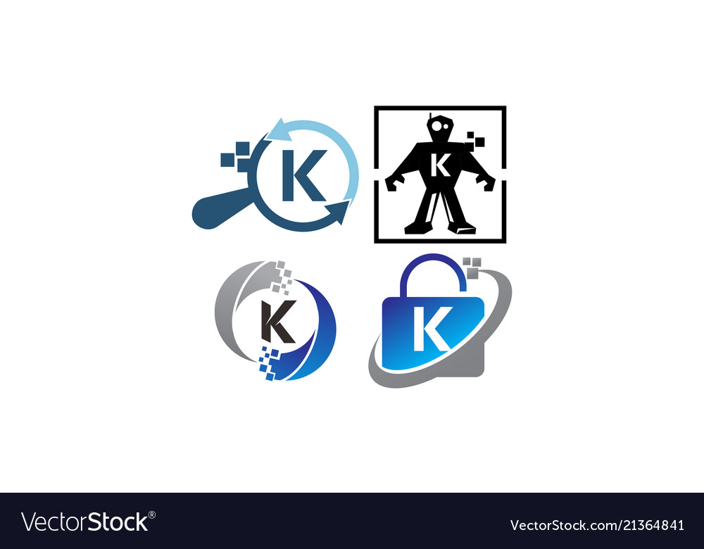 Technology application k template set Royalty Free Vector