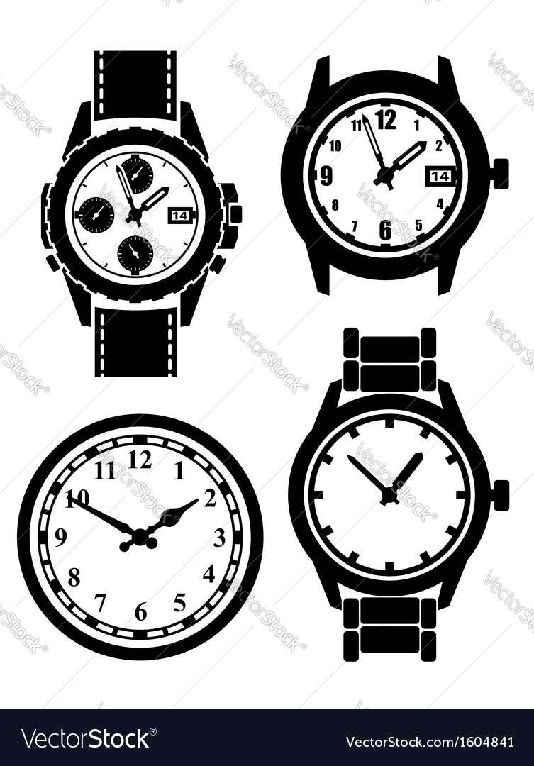 Watch and clock Royalty Free Vector Image - VectorStock