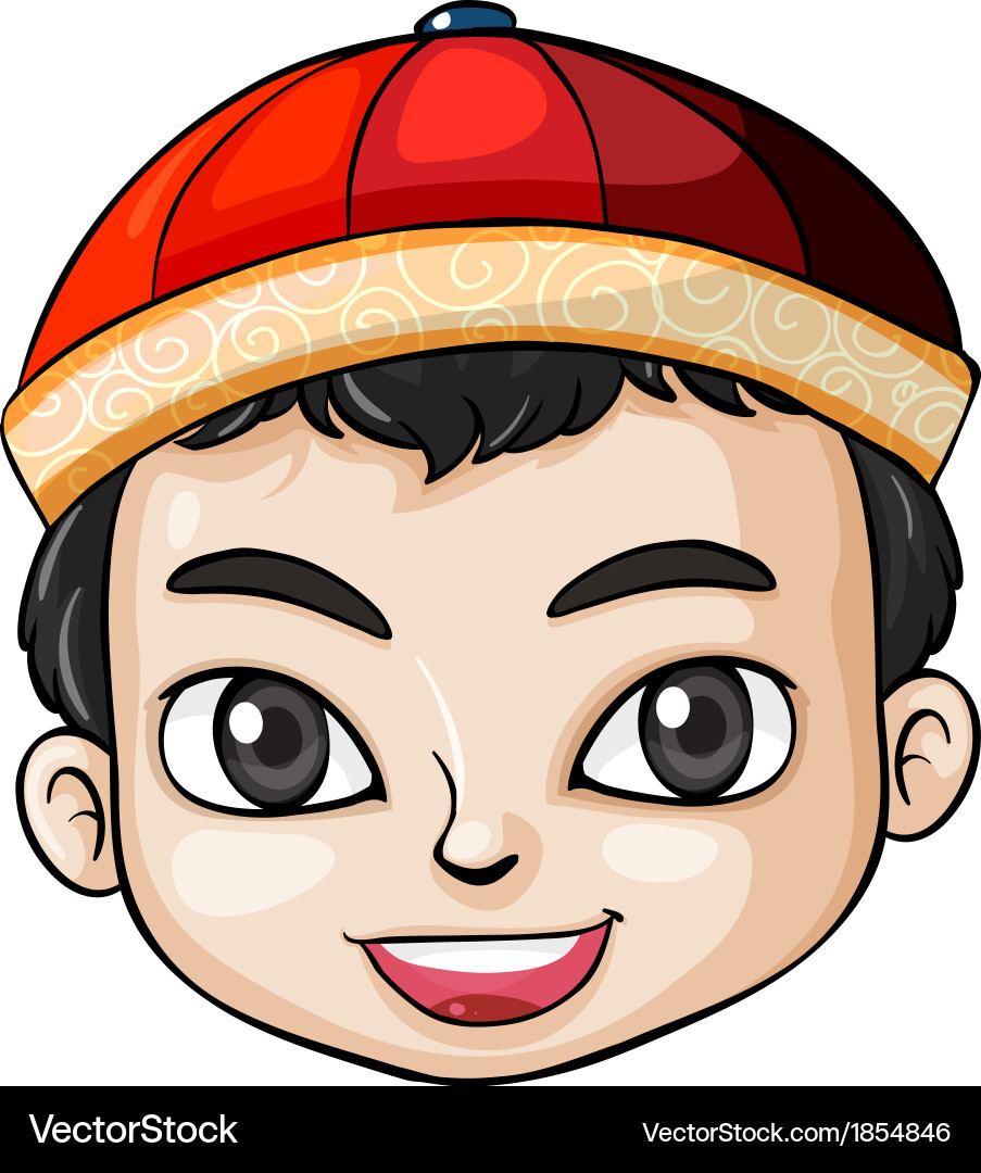 A head of a young Chinese Royalty Free Vector Image
