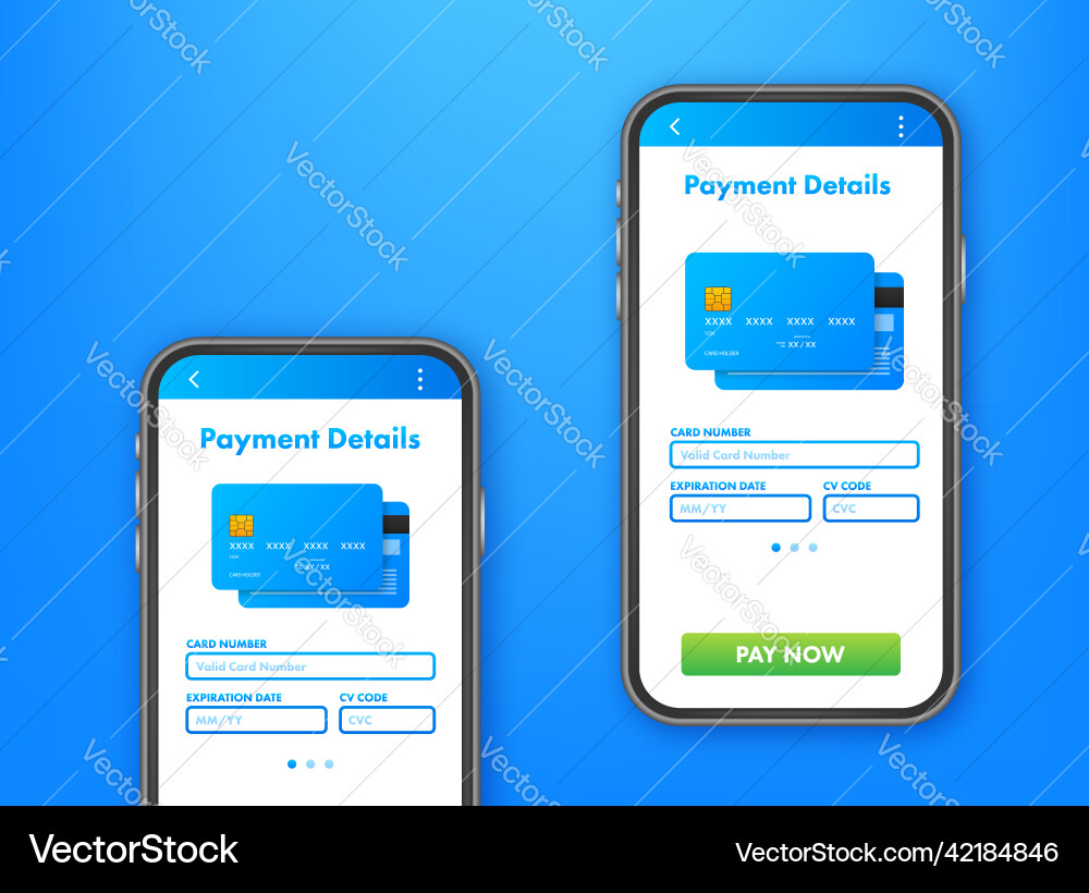 Business card with pay details for web page design