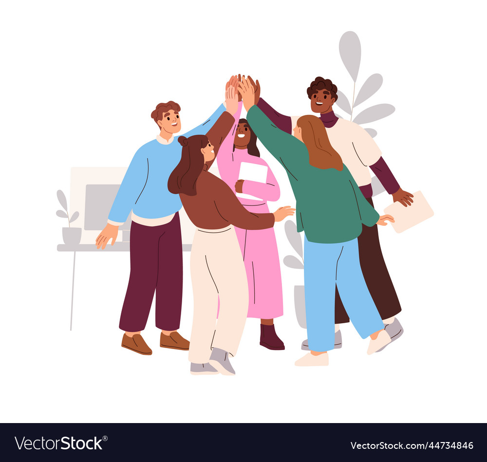 Business team celebrating work success in office Vector Image