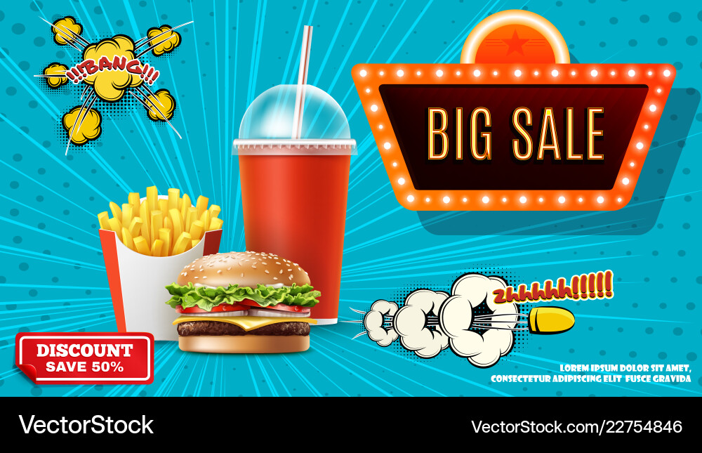 Fast food promotional concept Royalty Free Vector Image