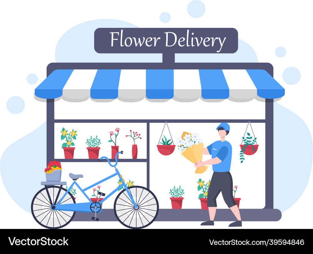 Flower delivery service online business Royalty Free Vector