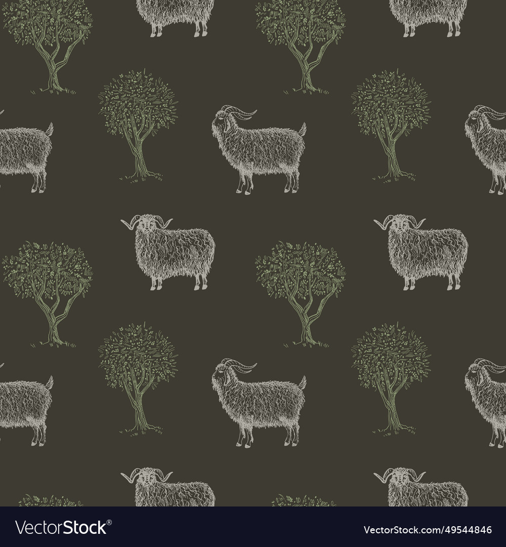 Goats rams sheeps seamless pattern Royalty Free Vector Image