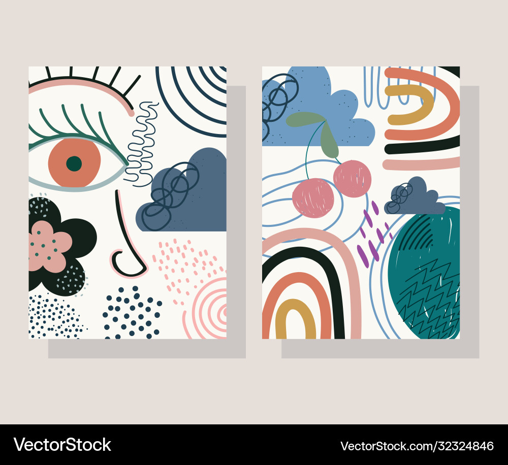 Hand drawn contemporary trendy print collage Vector Image