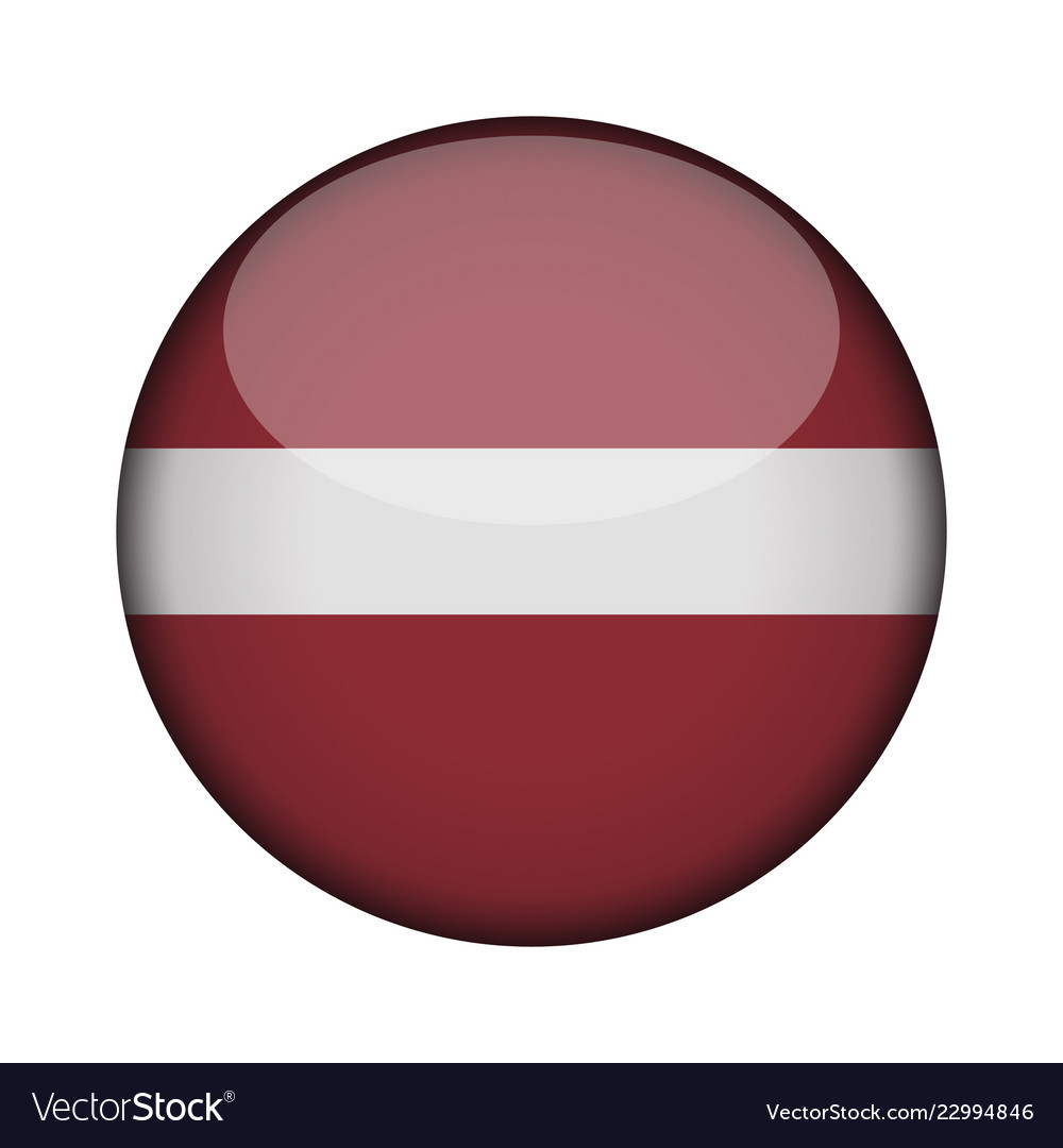 Latvia flag in glossy round button of icon Vector Image