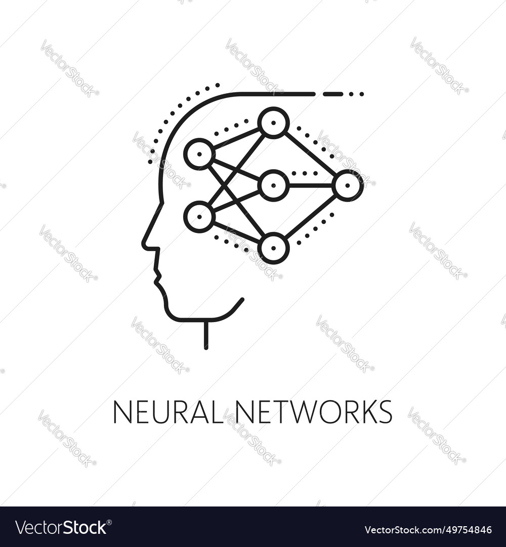 Machine learning neural network thin line icon Vector Image