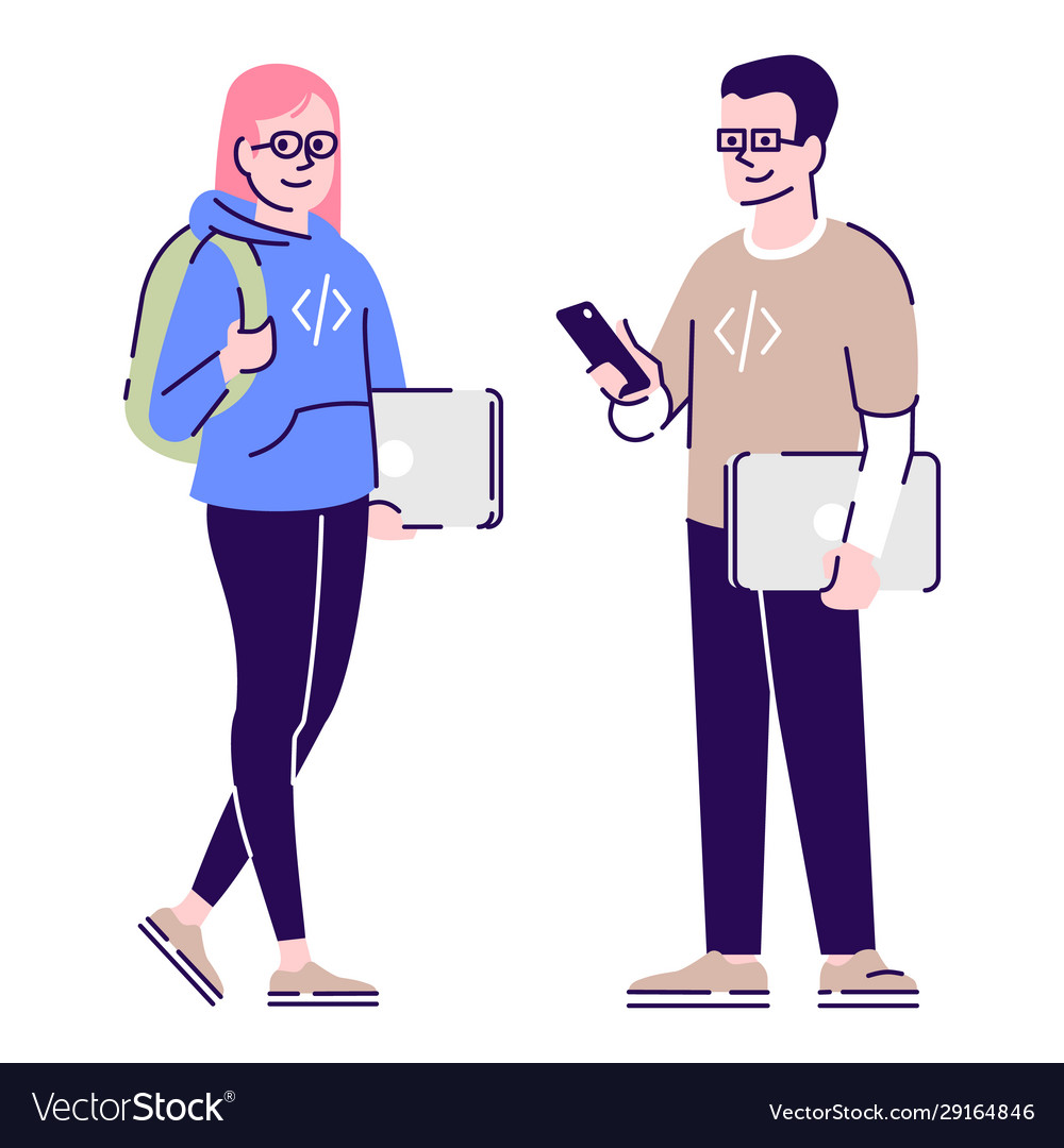 Programmers flat characters software and web Vector Image