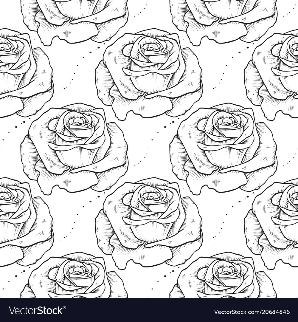 Rose seamless pattern flowers Royalty Free Vector Image