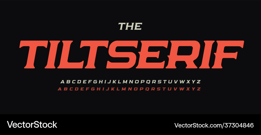 Tilt letters serif font italic Royalty Free Vector Image