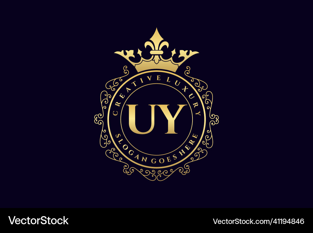 Uy initial letter luxury calligraphic feminine Vector Image