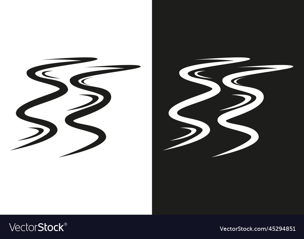Black and white creek flat icon on white Vector Image