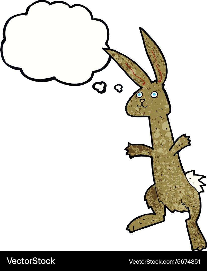 Cartoon rabbit with thought bubble Royalty Free Vector Image