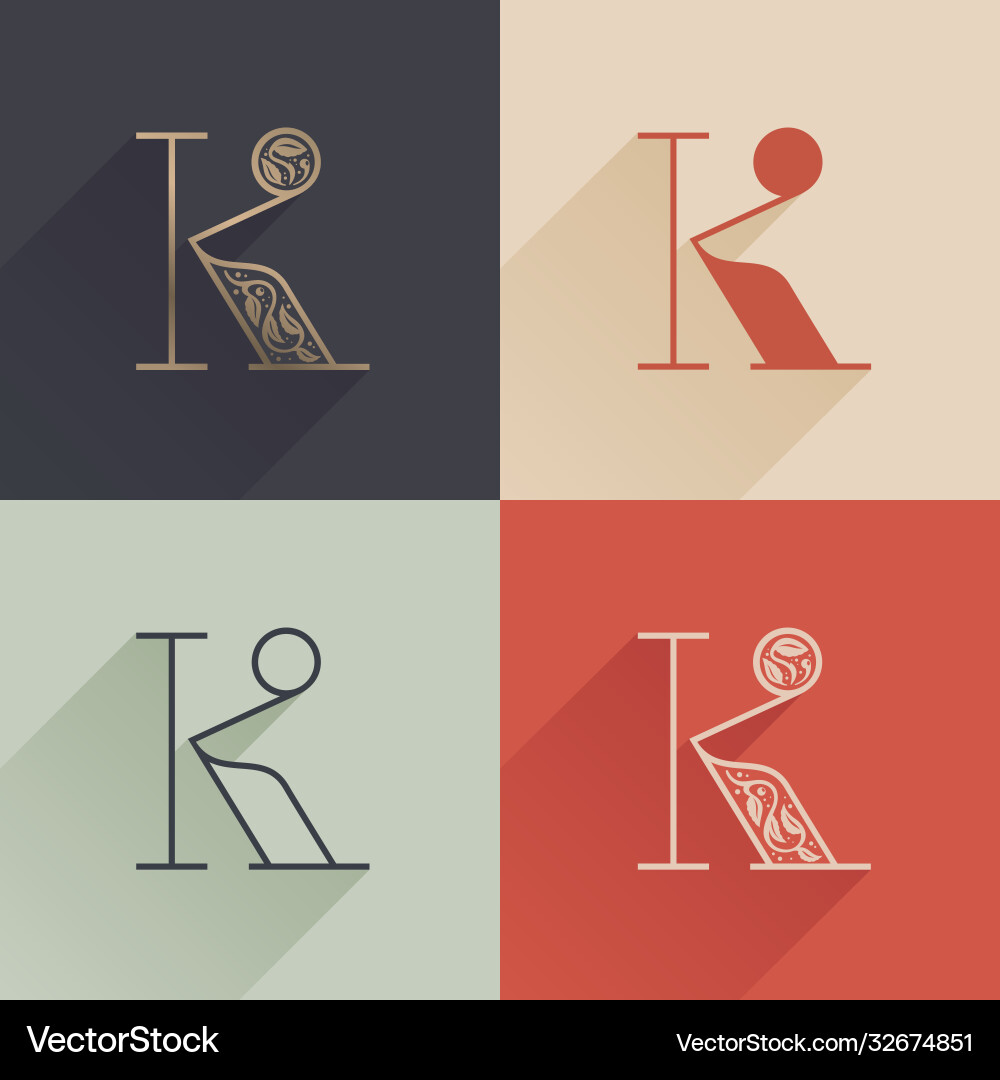 Classic k letter logo with premium decoration Vector Image