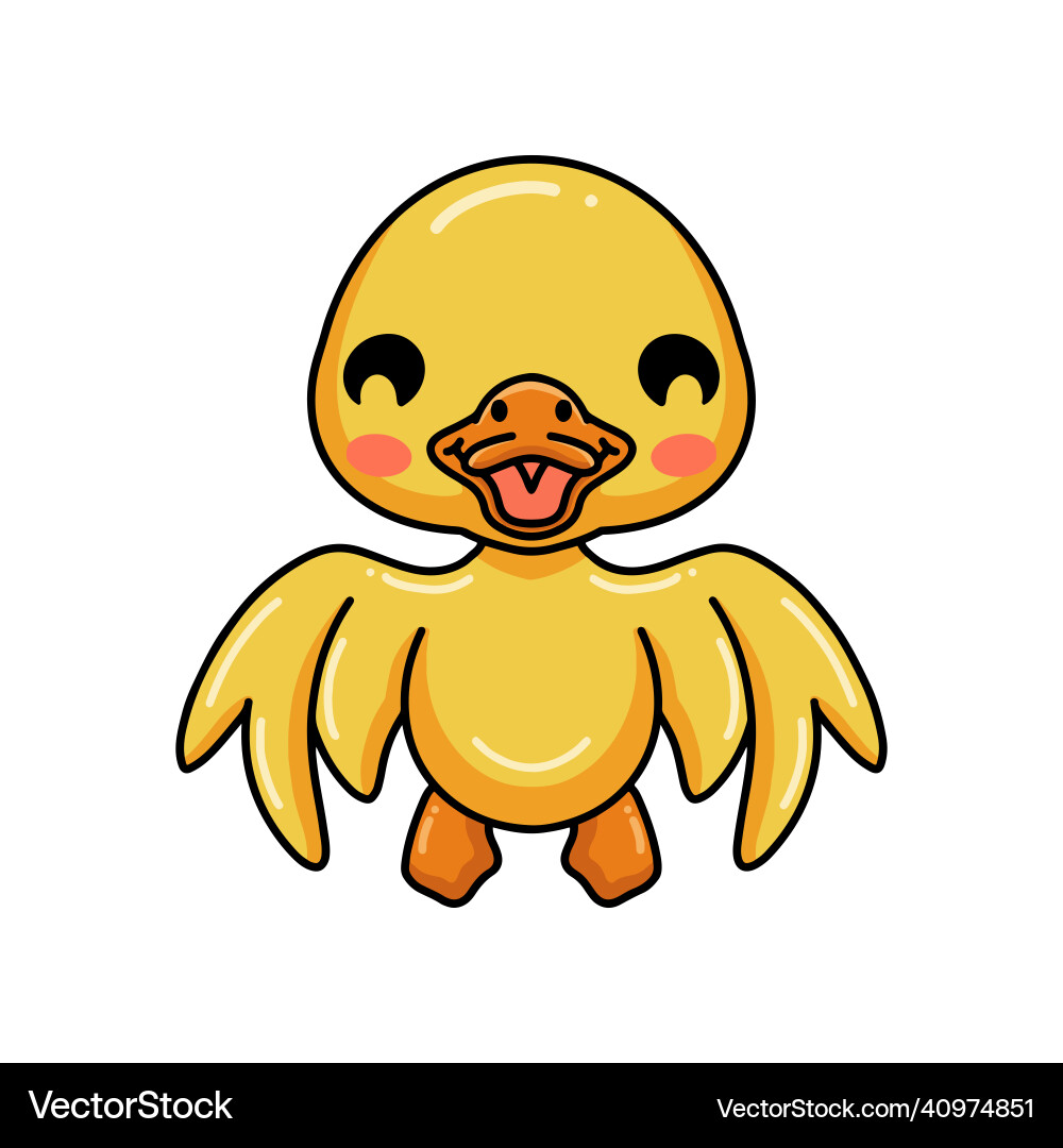 Cute little duck cartoon standing Royalty Free Vector Image