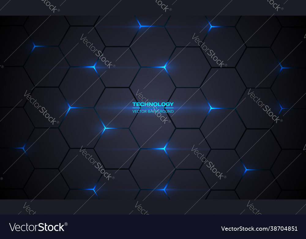 Dark gray hexagonal technology abstract background