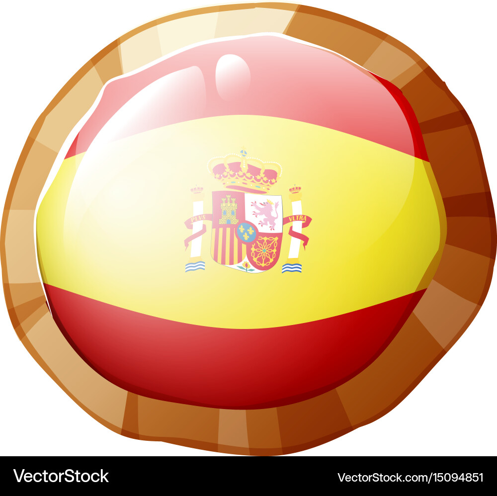 Flag of spain in round frame Royalty Free Vector Image