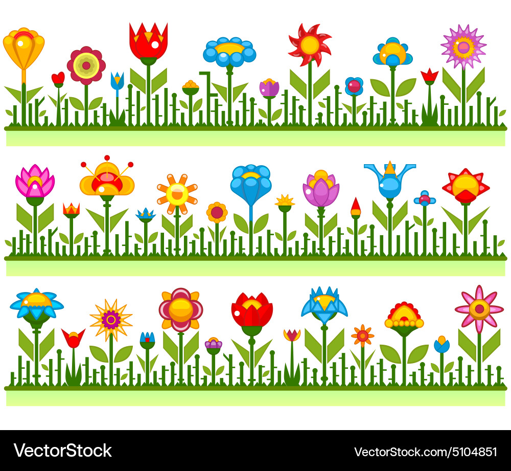 Floral borders with abstract flowers Royalty Free Vector