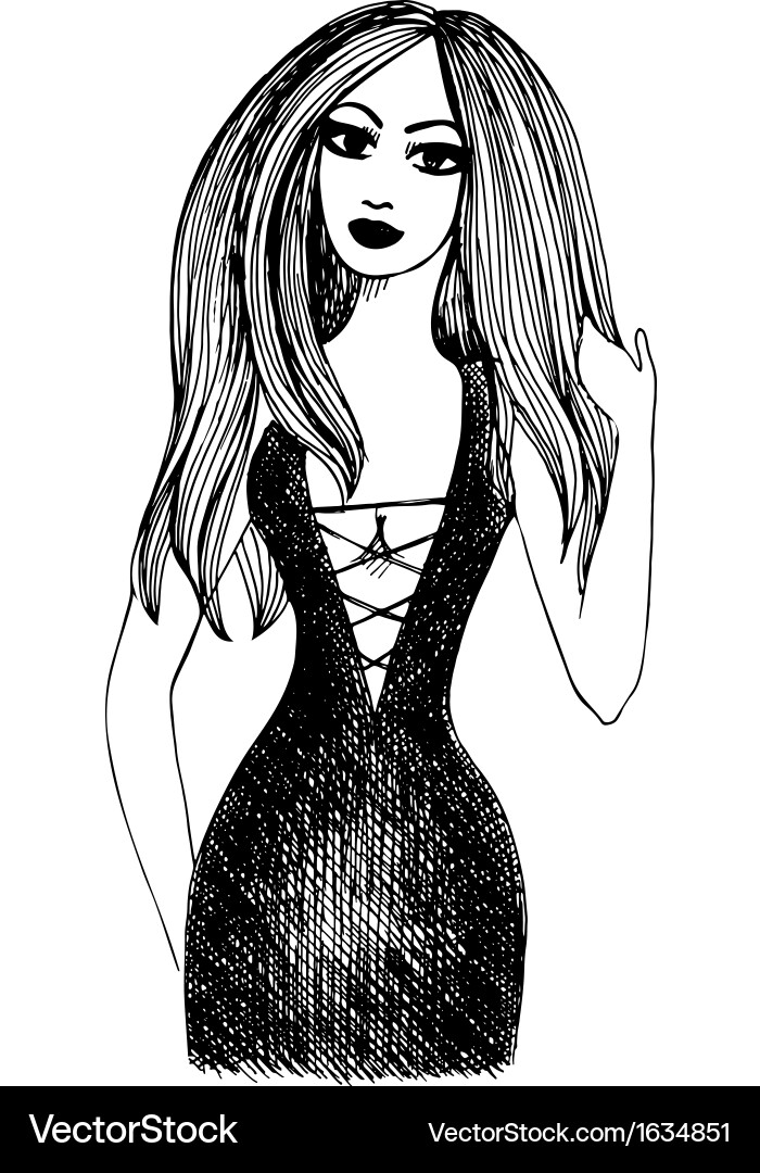 Hand drawn party girl Royalty Free Vector Image