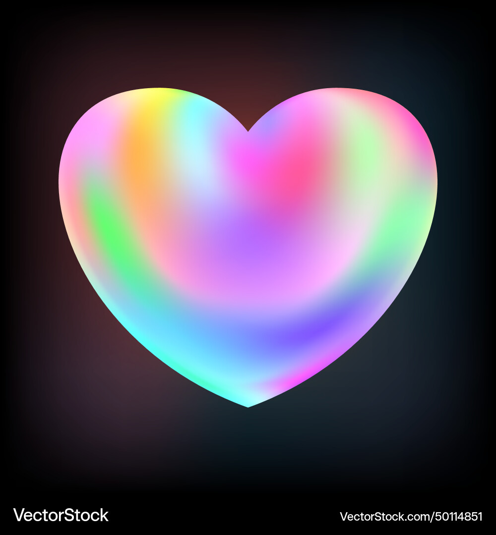Holographic heart fluid liquid chrome shape Vector Image