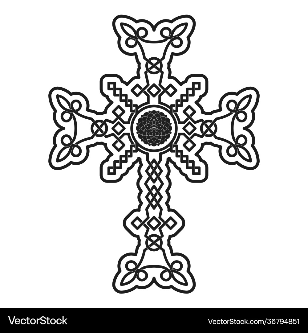 Icon with ancient armenian symbol khachkar Vector Image