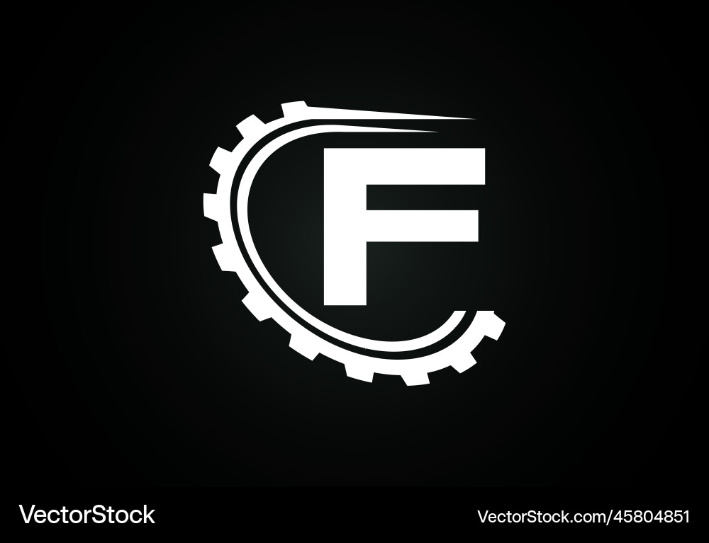 Initial f alphabet with a gear gear engineer logo Vector Image