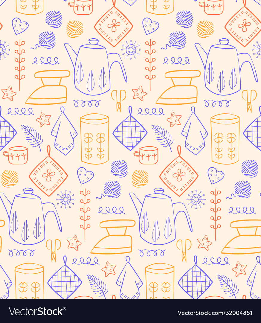 Kitchen pattern flat Royalty Free Vector Image