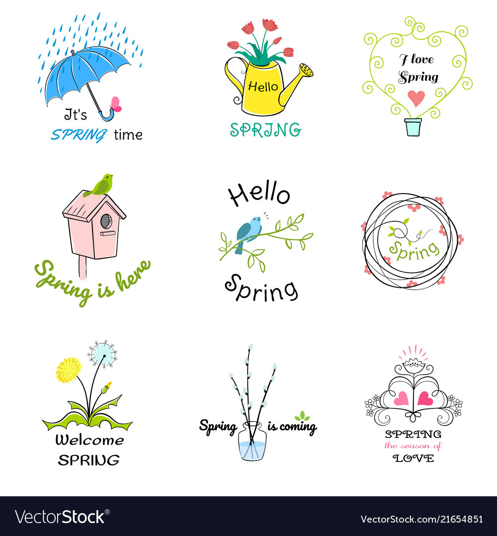 Labels with hand written phrases about spring Vector Image