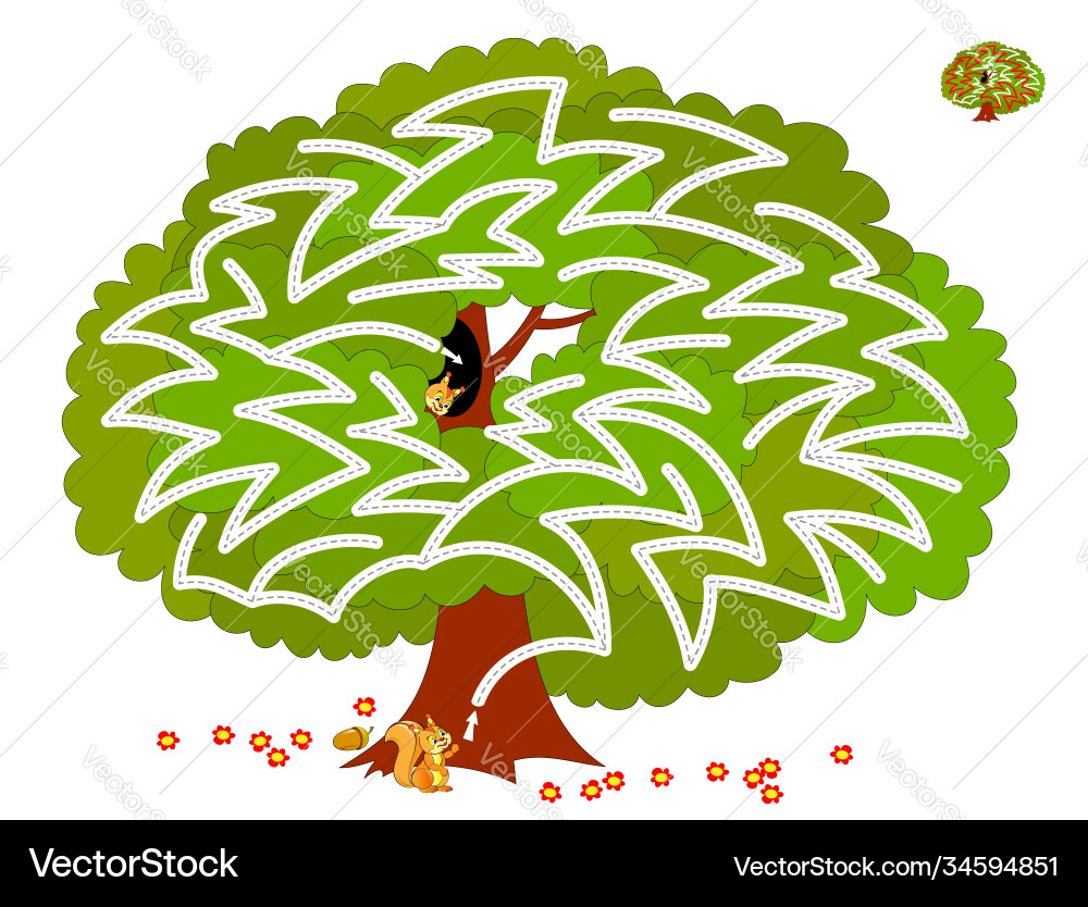 Logical puzzle game with labyrinth for children Vector Image
