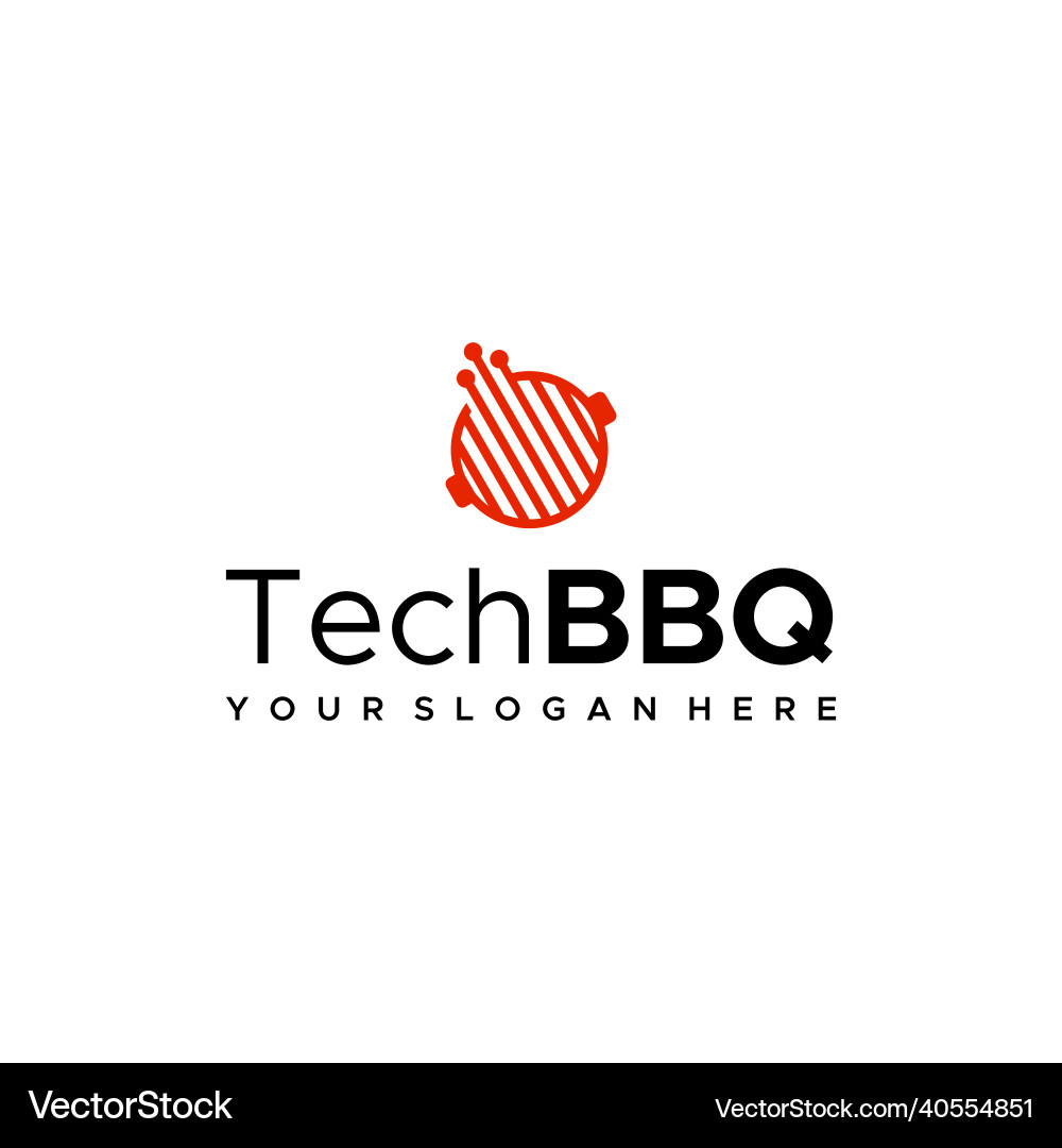 Minimalist techbbq line art circuit logo design Vector Image