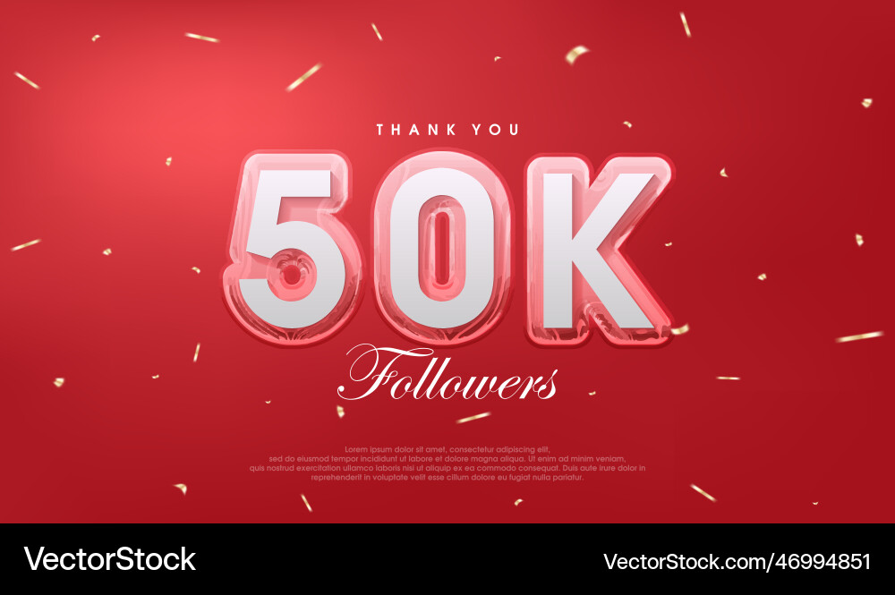 Red background for 50k followers celebration Vector Image