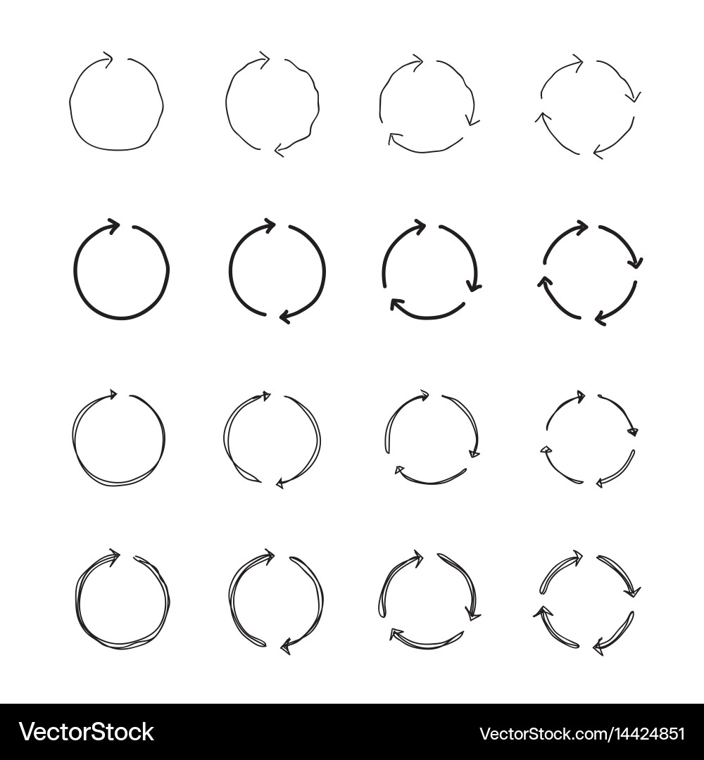 Set of black circle arrows Royalty Free Vector Image