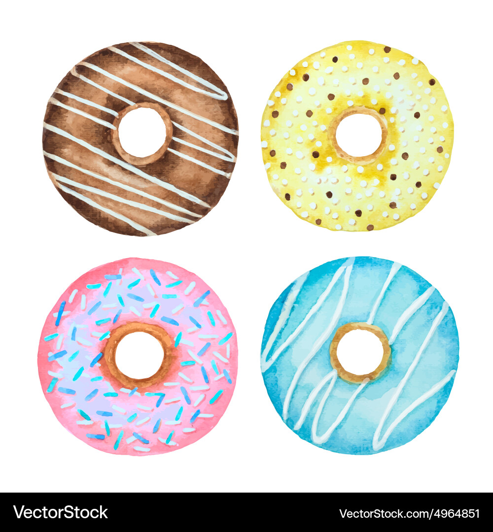 Watercolor set donuts Royalty Free Vector Image