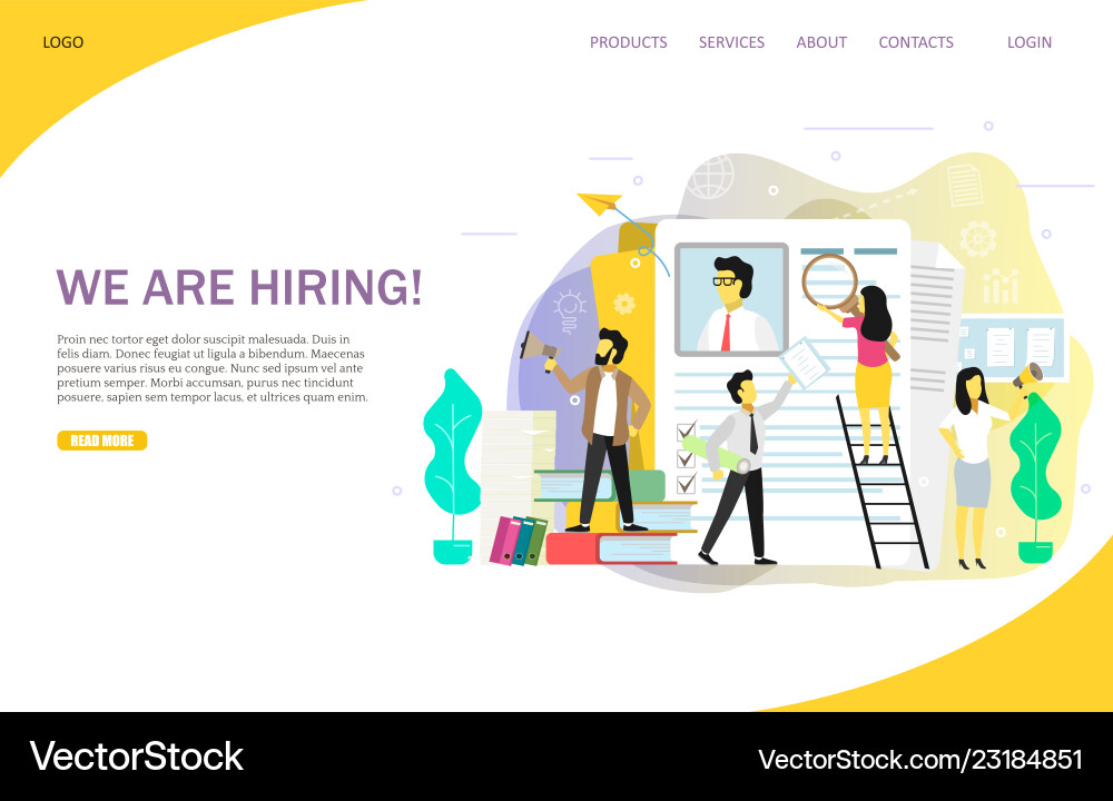 We are hiring landing page website template Vector Image