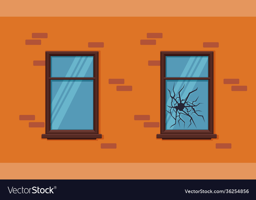 Broken window Royalty Free Vector Image - VectorStock