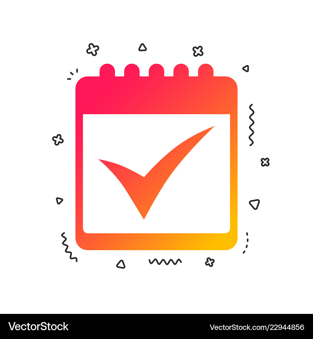 Calendar sign icon check mark symbol Royalty Free Vector