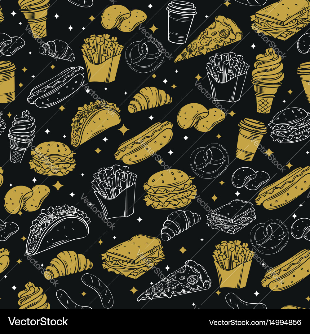 Fast food seamless pattern Royalty Free Vector Image