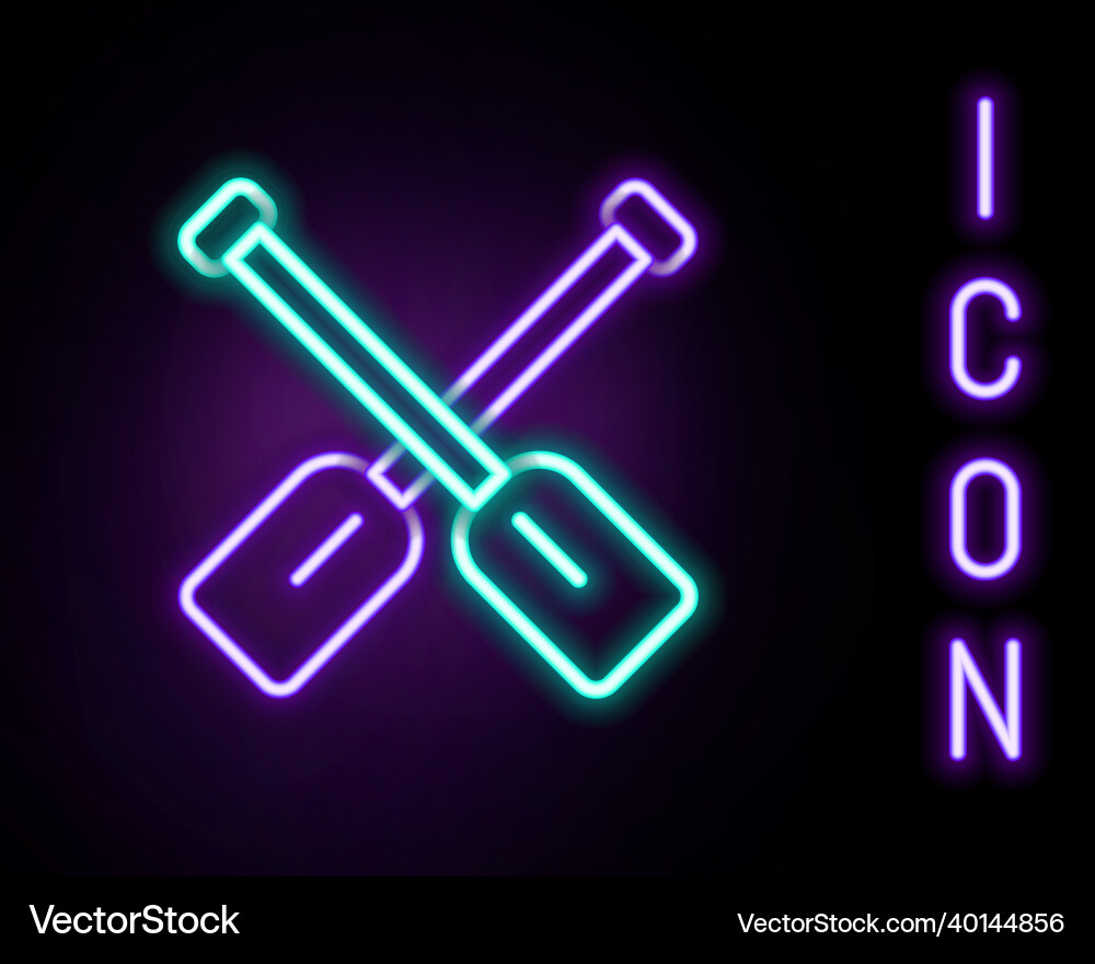 Glowing neon line paddle icon isolated on black Vector Image
