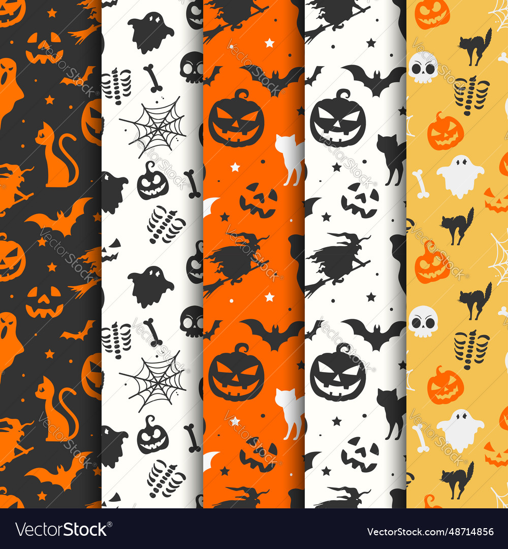 Halloween seamless patterns collection Royalty Free Vector
