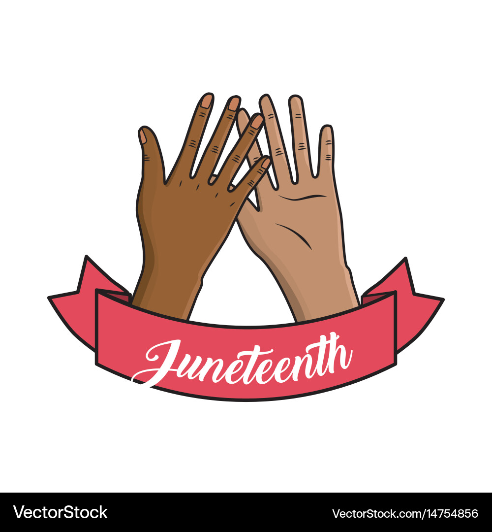 Hands up and ribbon with message abuot Royalty Free Vector