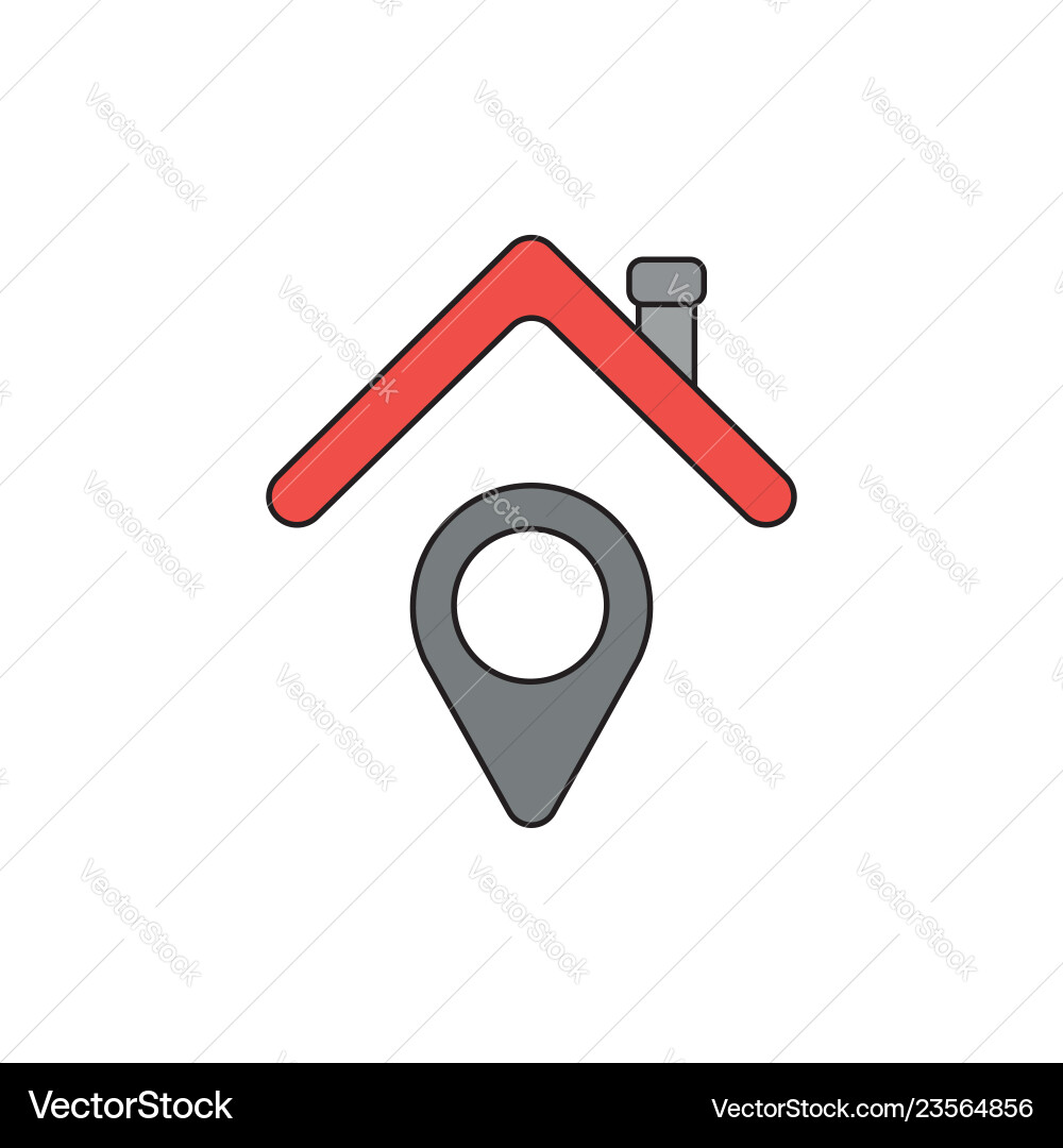 Icon concept of map pointer under house roof Vector Image