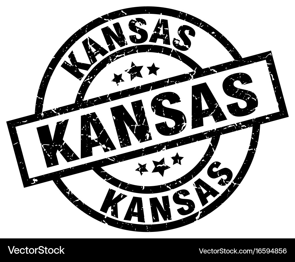 Kansas black round grunge stamp Royalty Free Vector Image