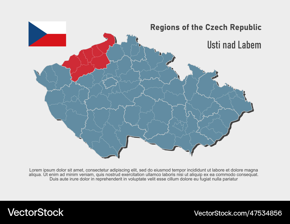 Map czech republic region usti nad labem Vector Image